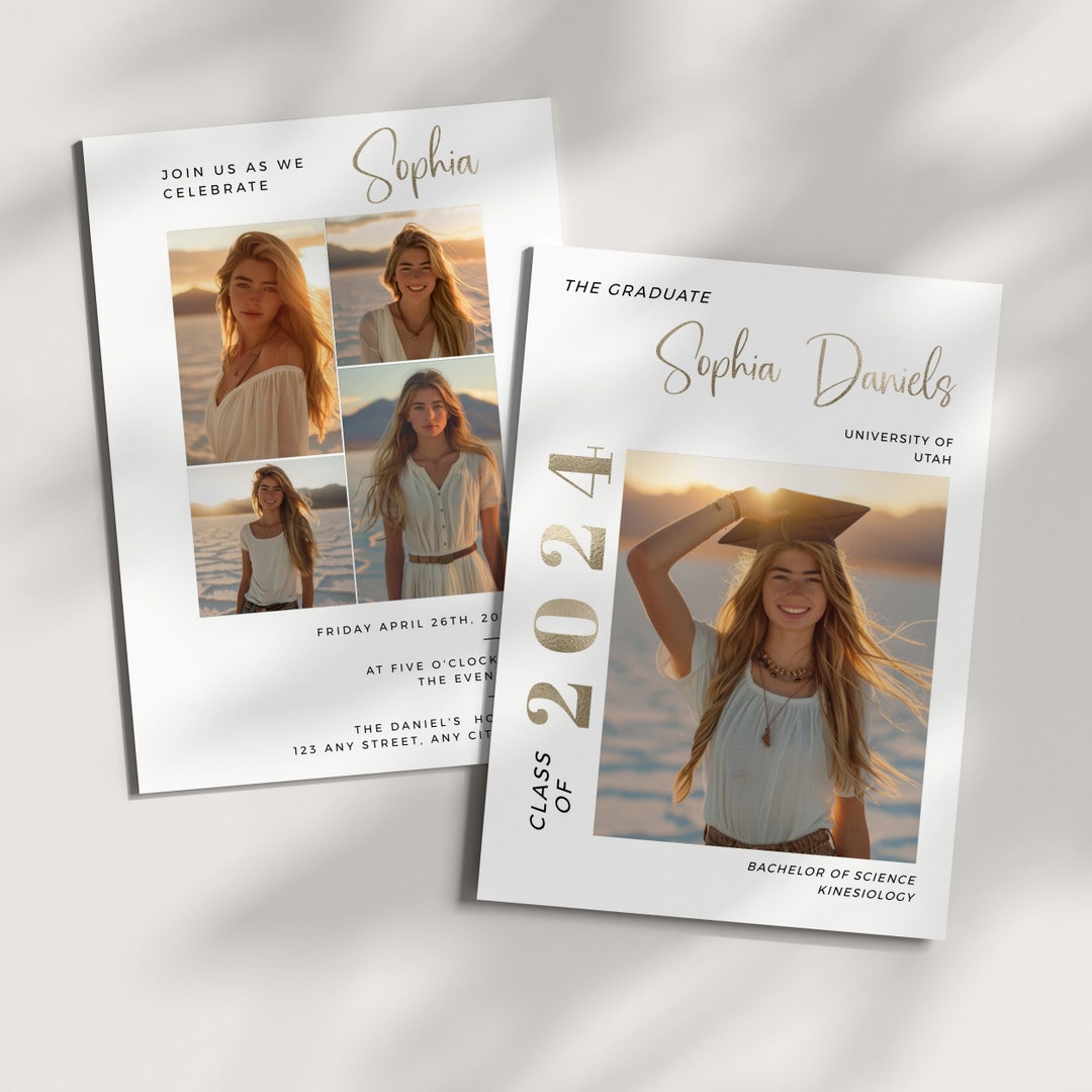 Graduation Invitation Template Graduation Announcement Photo Collage ...