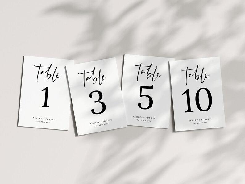 Minimalist Table Number Card Template 2 Sizes 4x6 and 5x7 Wedding Table ...