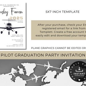 Aviation Graduation Party Invitation, Pilot Invite, Airplane College ...