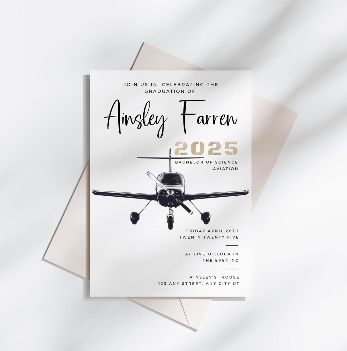 Aviation Graduation Party Invitation, Pilot Invite, Airplane College ...