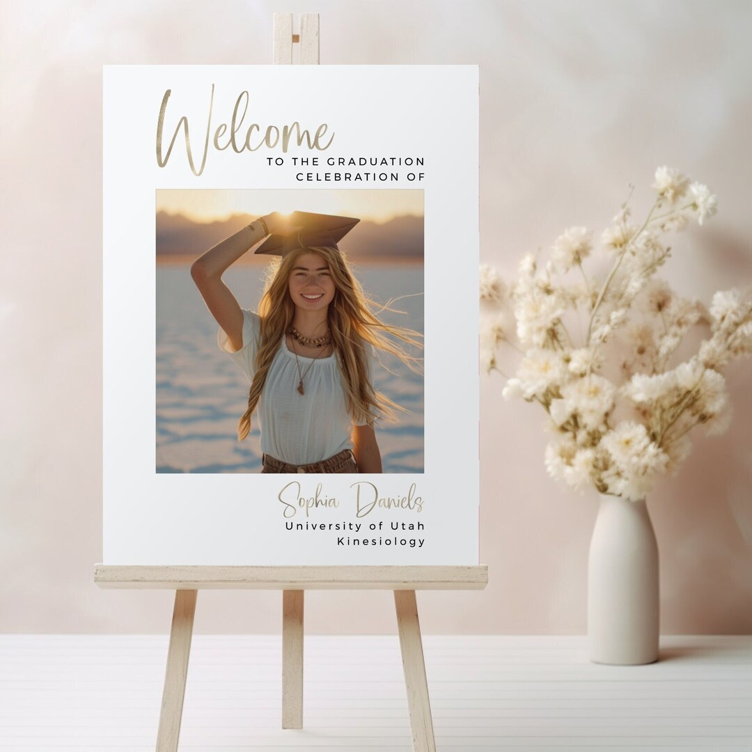 Graduation Welcome Sign Template | Photo Grad Party Sign | Yard Sign ...