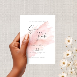 Save the Date Template, INSTANT DOWNLOAD, Wedding Invitation, Blush ...