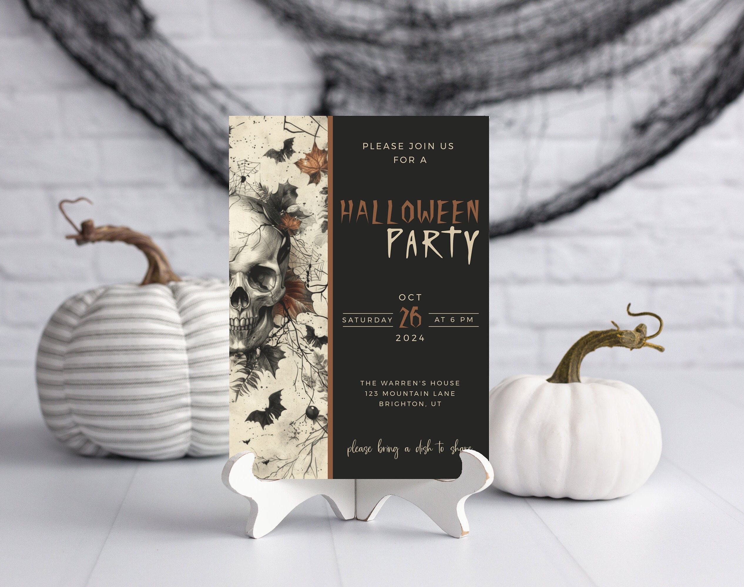 Skull Halloween Party Invitation, Adult Halloween Invitation Template ...