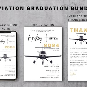Graduation Invitation Bundle, Aviation Invite Template, Pilot Grad ...