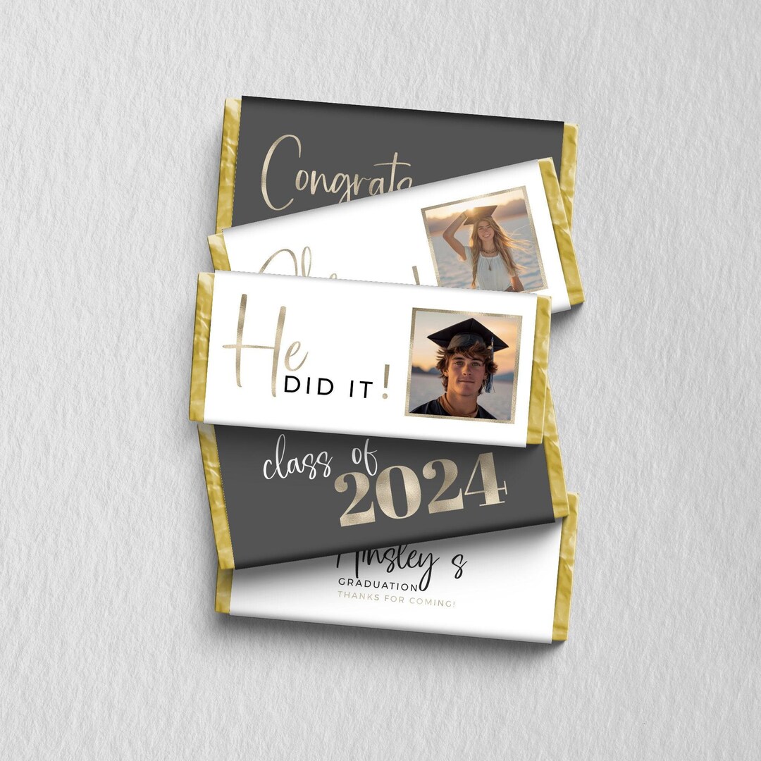 Chocolate Bar Wrapper Template, Photo Graduation Party Favor, Class of ...