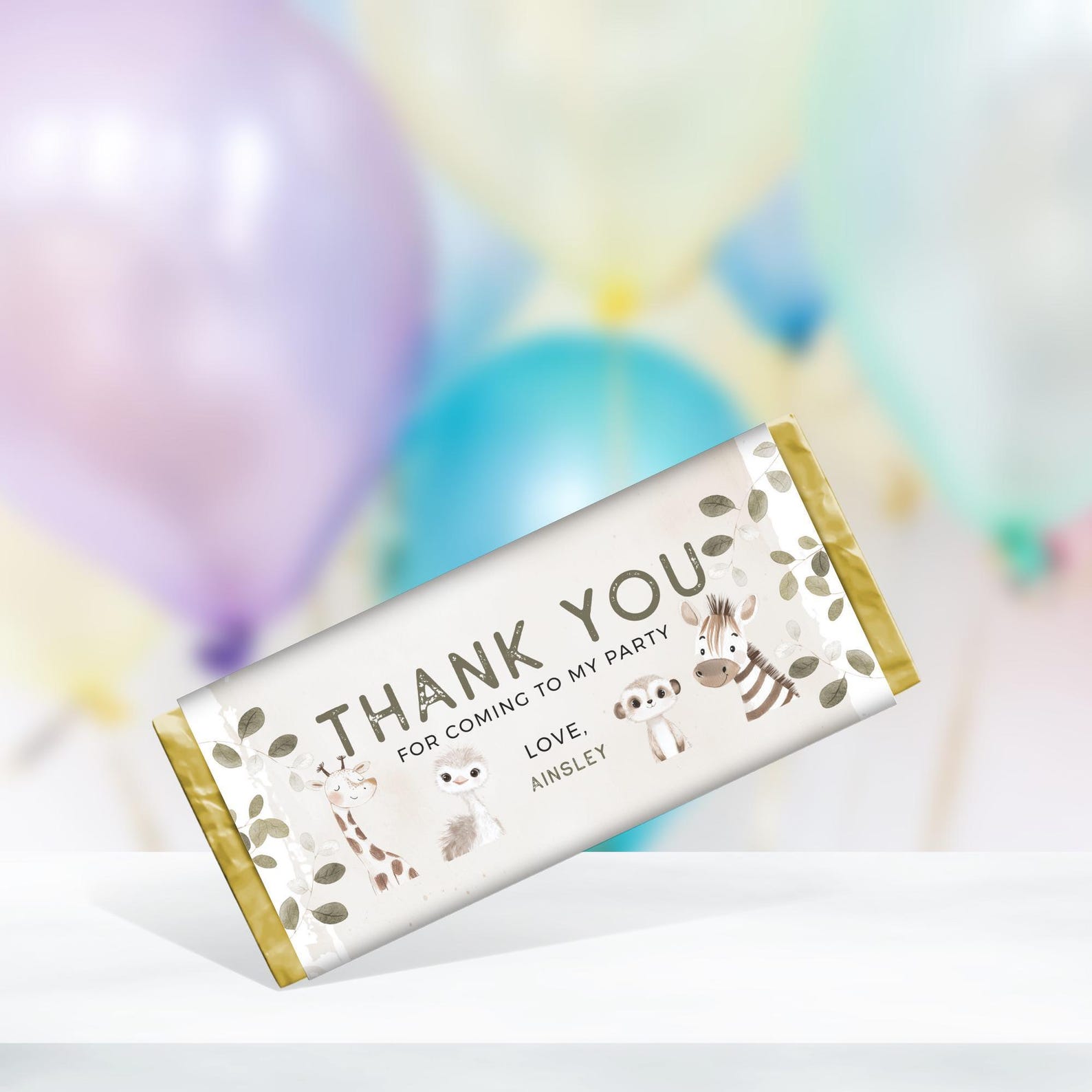Safari Animal Chocolate Bar Wrapper: Jungle Birthday Party Favor ...