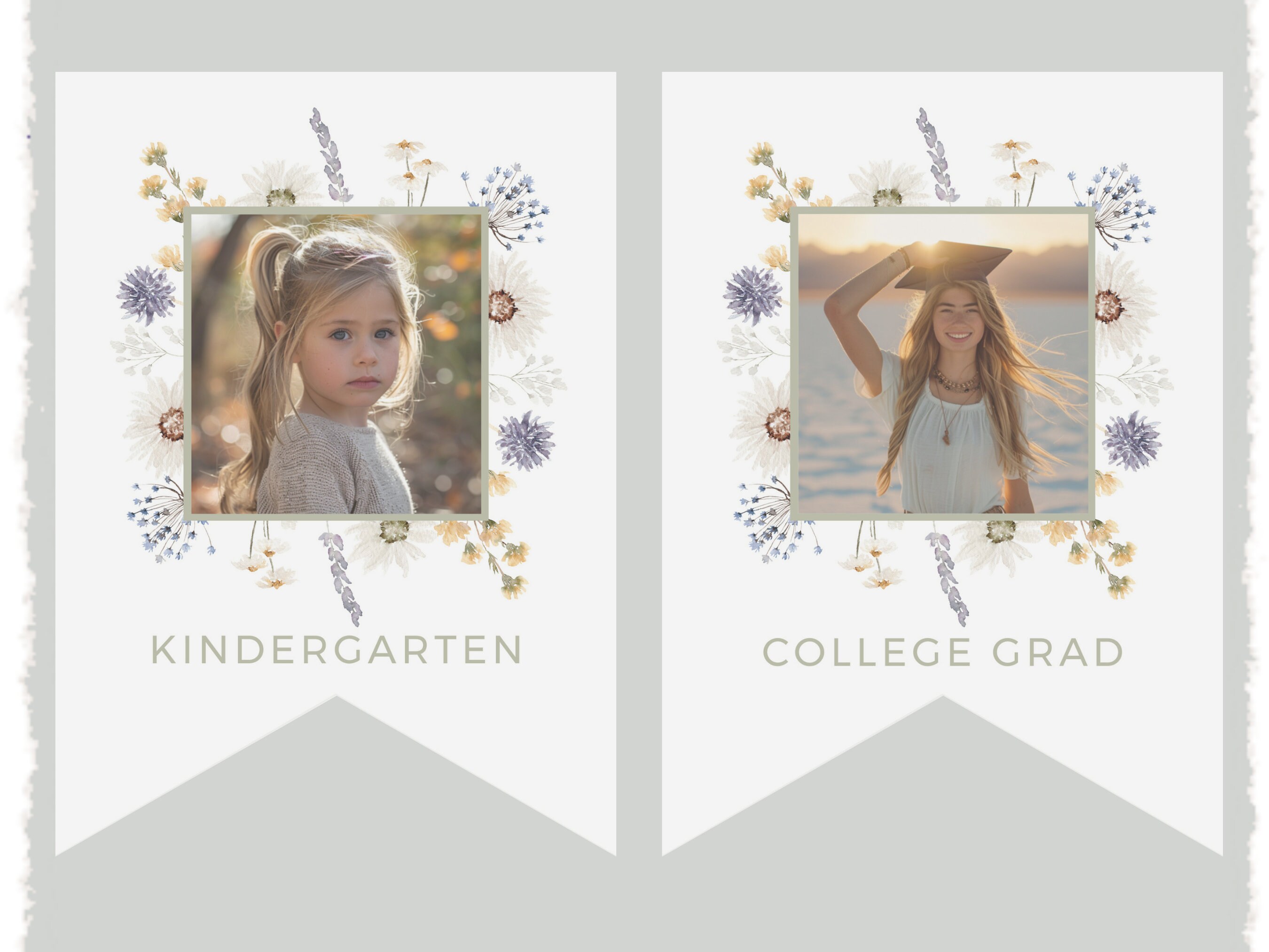 Wildflower Graduation Milestone Bunting, Grad Party Decor Templates ...