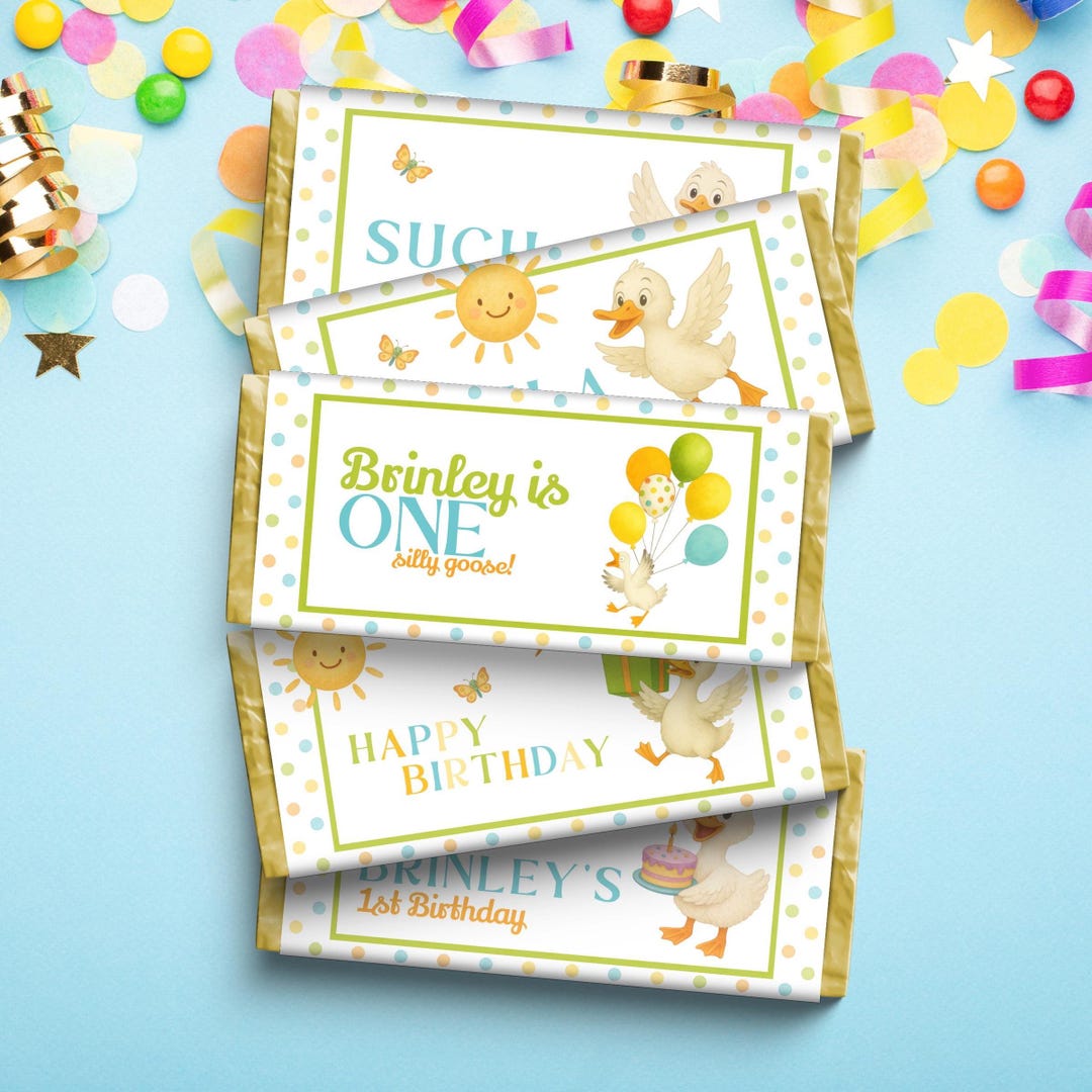 Silly Goose Candy Bar Wrapper Template | Editable Birthday Favor Label ...