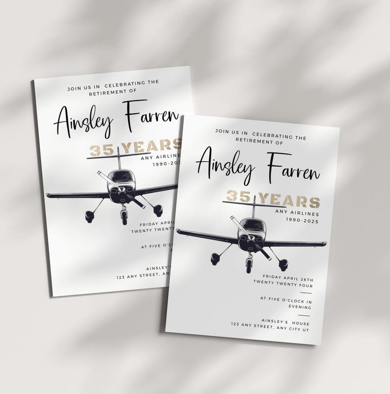 Aviation Retirement Party Invitation, Pilot Retirement Invite, Flight ...