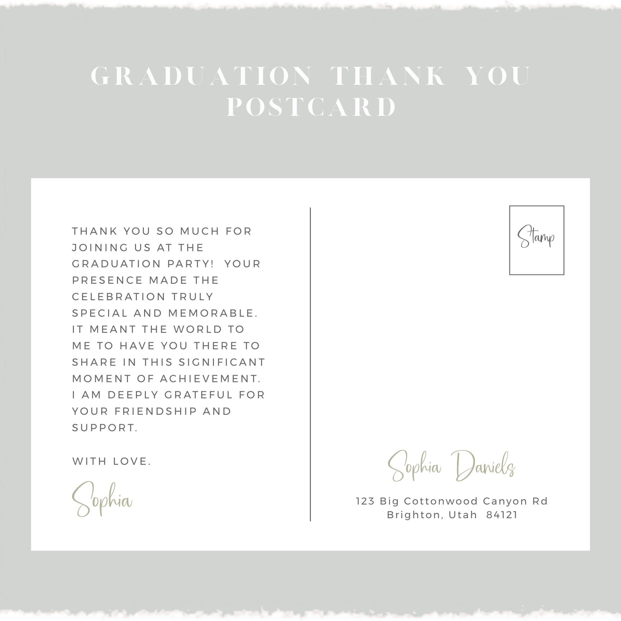 Graduation Thank You Postcard Template, Wildflower Thank You Post Card ...