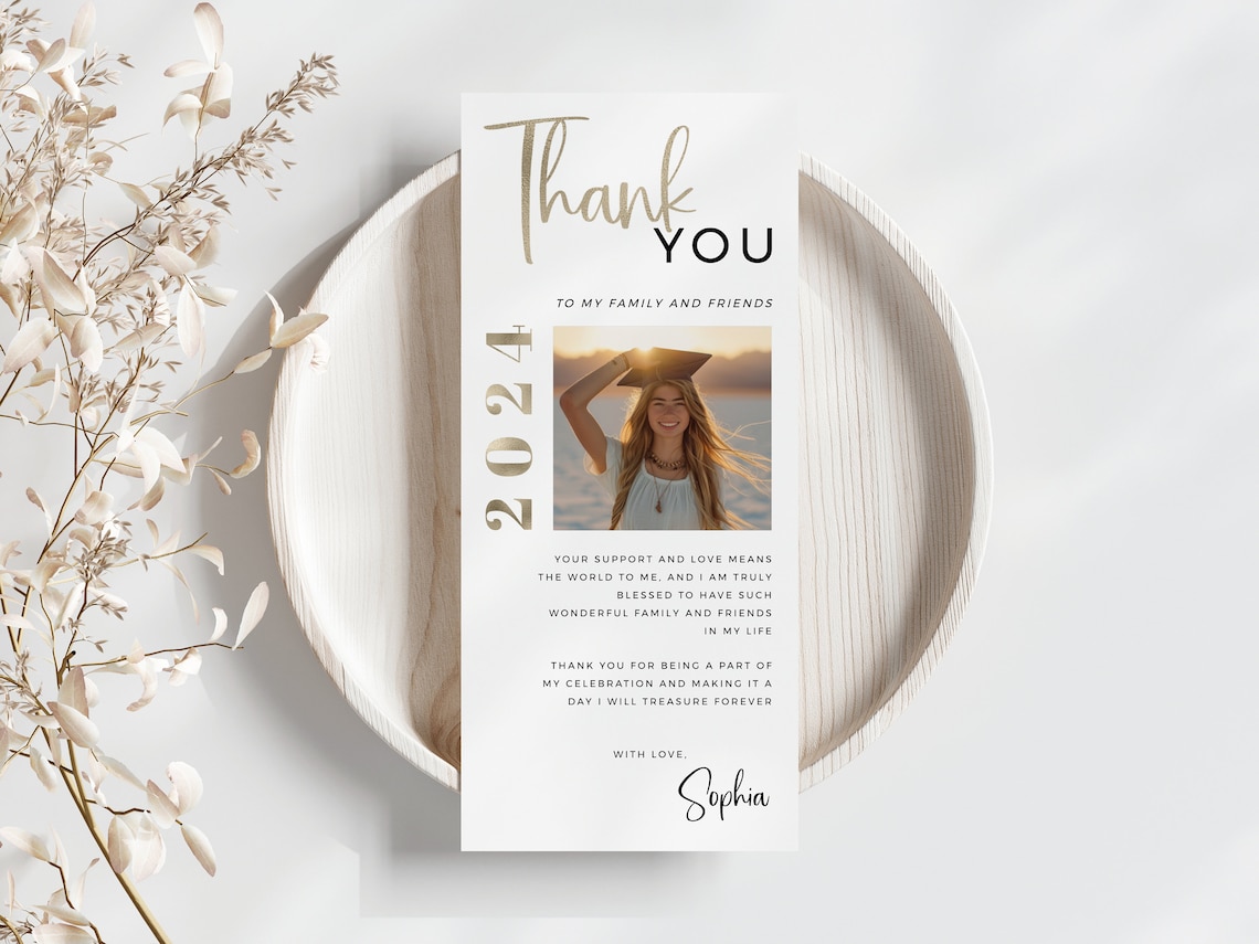 Graduation Place Setting Thank You, Photo Napkin Note, Printable Thank ...