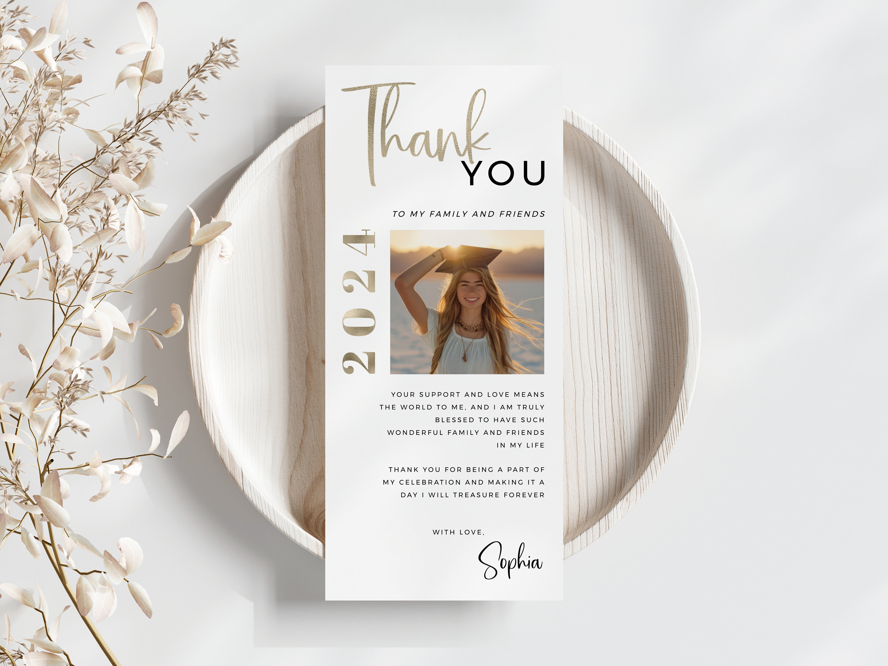 Graduation Place Setting Thank You, Photo Napkin Note, Printable Thank ...