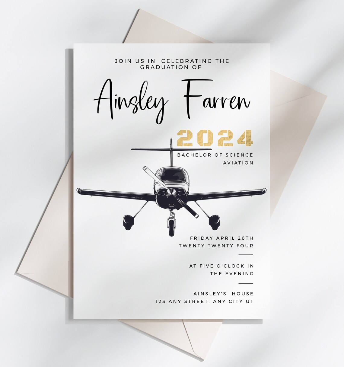 Graduation Party Invitation Template | Aviation Phone Invite | Editable ...