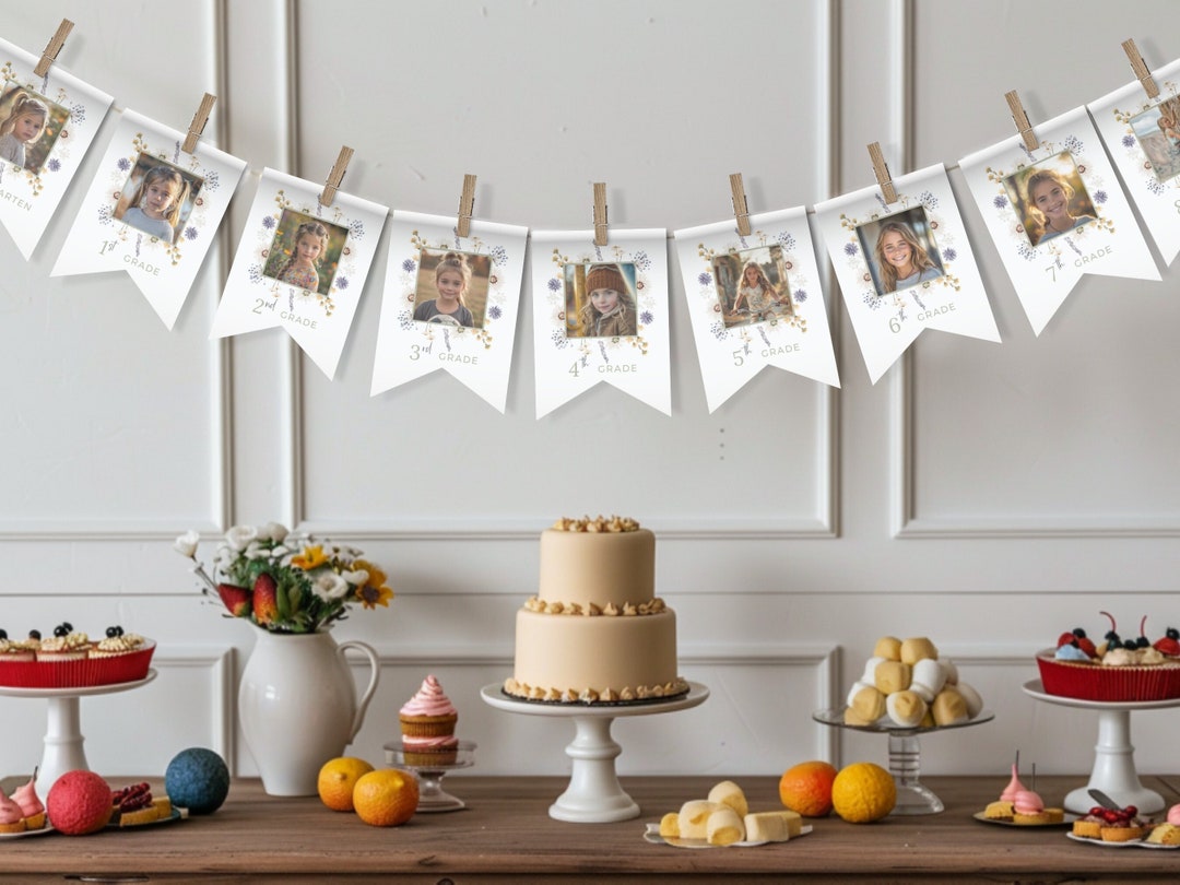 Wildflower Graduation Milestone Bunting, Grad Party Decor Templates ...