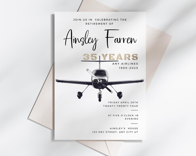 Aviation Retirement Party Invitation, Pilot Retirement Invite, Flight ...
