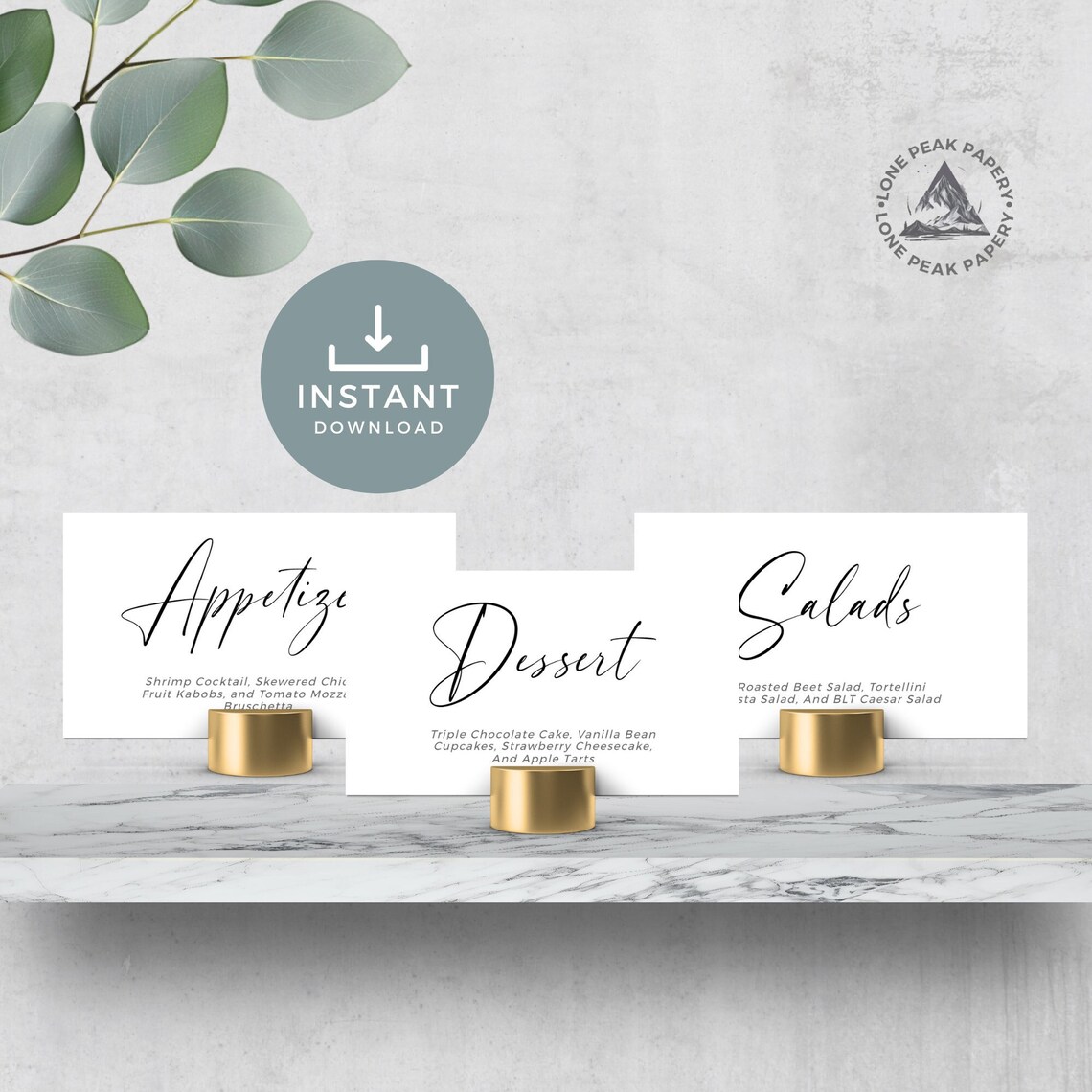 Minimalist Buffet Card Template, Food Labels, Food Tag, Modern Wedding ...