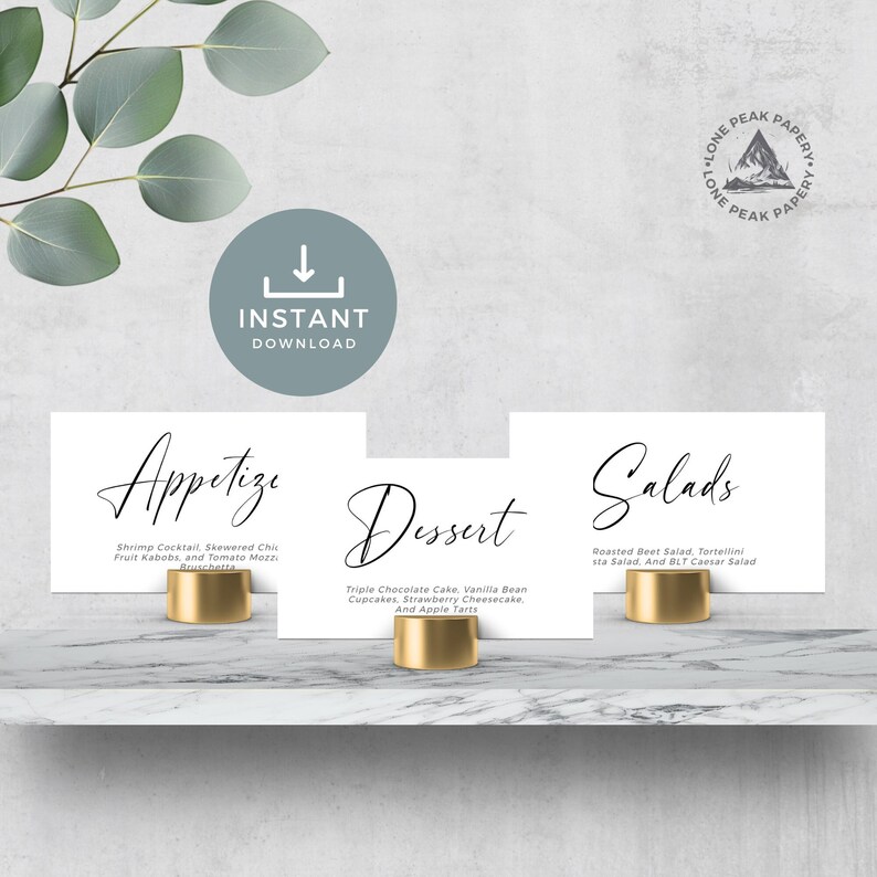 Minimalist Buffet Card Template, Food Labels, Food Tag, Modern Wedding ...