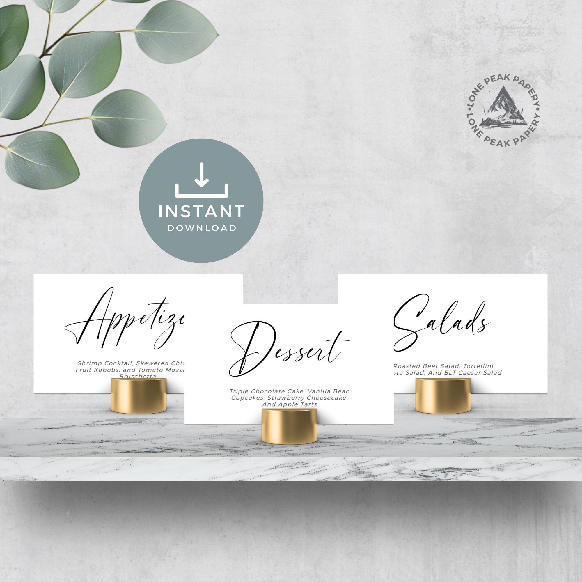 Minimalist Buffet Card Template, Food Labels, Food Tag, Modern Wedding ...