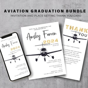 Graduation Invitation Bundle, Aviation Invite Template, Pilot Grad ...