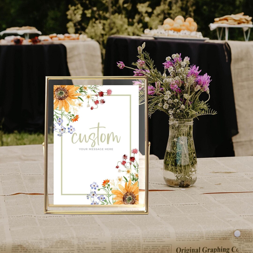 Wildflower Sunflower Sign Template: Editable Printable for Events ...