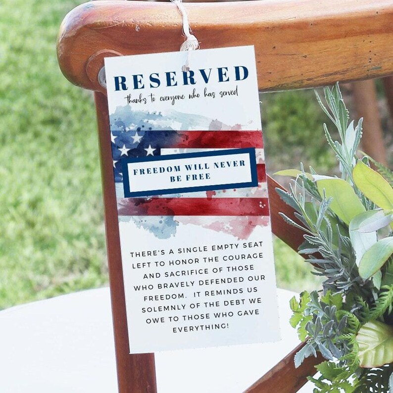 Memorial Day Reserved Seat Sign: American Flag Tribute (digital ...