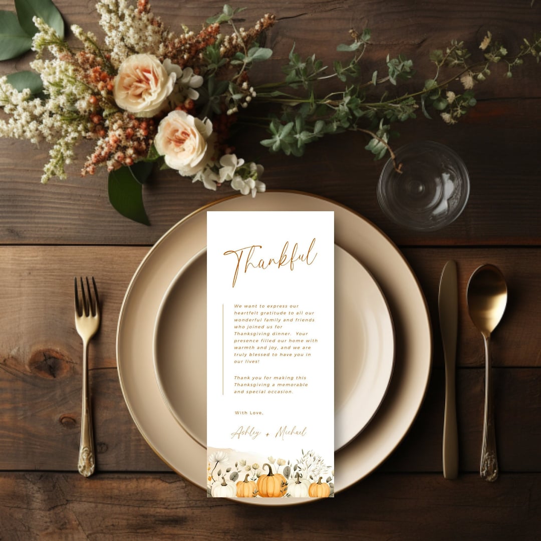 Thanksgiving Place Cards Template: Customizable Table Setting (digital ...