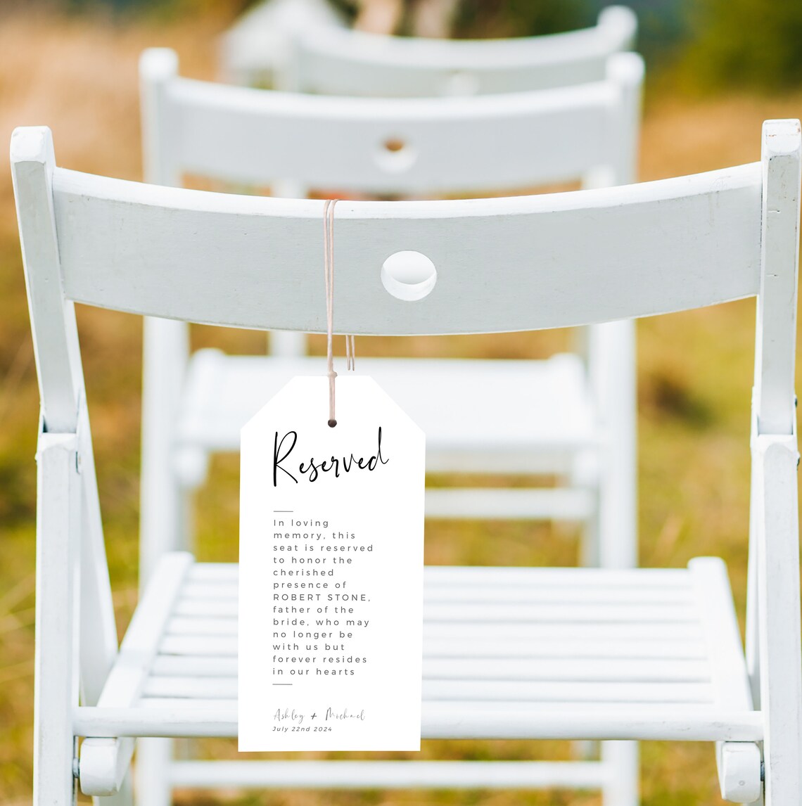 Reserved Wedding Sign Template, Memorial Chair Sign, in Loving Memory ...