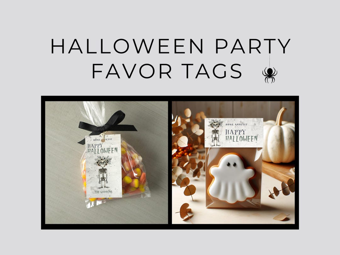 Skeleton Gift Tag and Bag Topper Set, Party Favor Tag Template ...