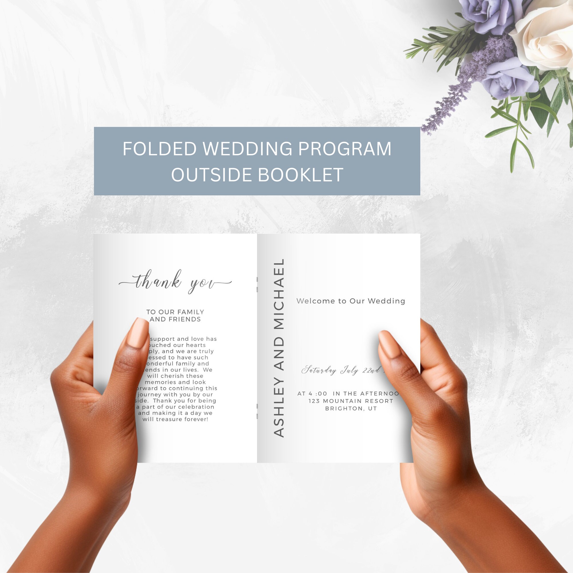 Minimalist Folded Wedding Program, INSTANT DOWNLOAD, Modern Wedding ...