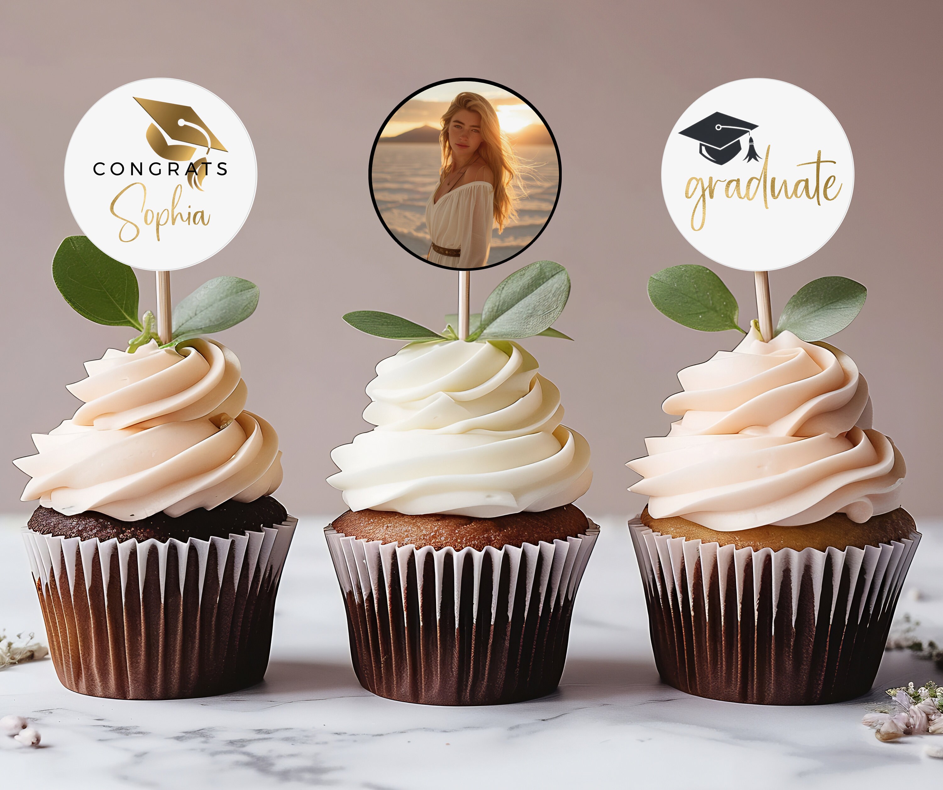 Graduation Cupcake Topper, College Grad Party, High School, Photo ...