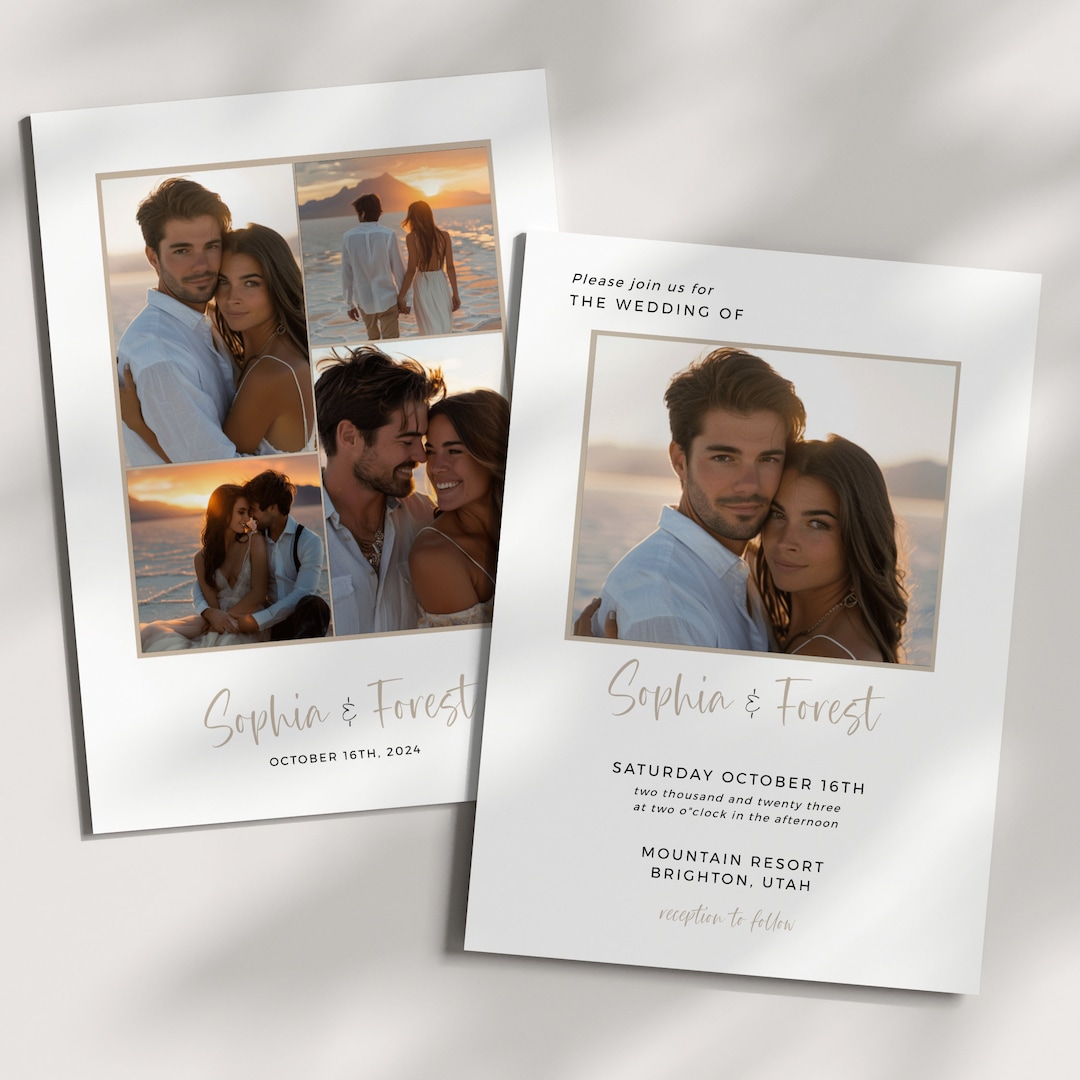 Photo Collage Wedding Invitation Minimalist Wedding Invite With ...
