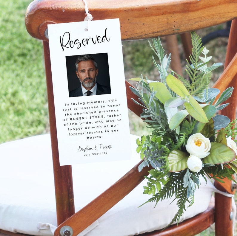 Reserved in Memory of Sign, Photo Memorial Table Sign, in Loving Memory ...