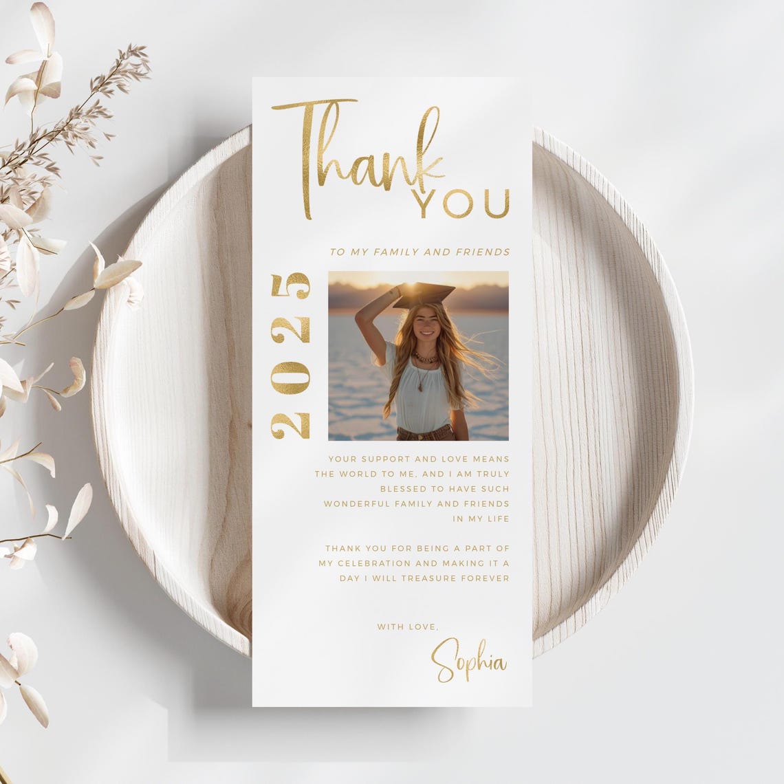 Graduation Place Setting Thank You Card With Photo, Editable ...