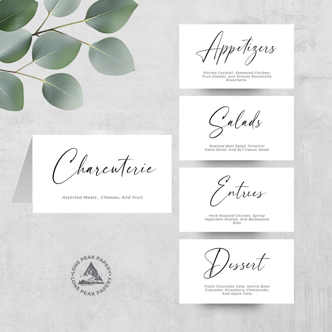 Minimalist Buffet Card Template, Food Labels, Food Tag, Modern Wedding ...