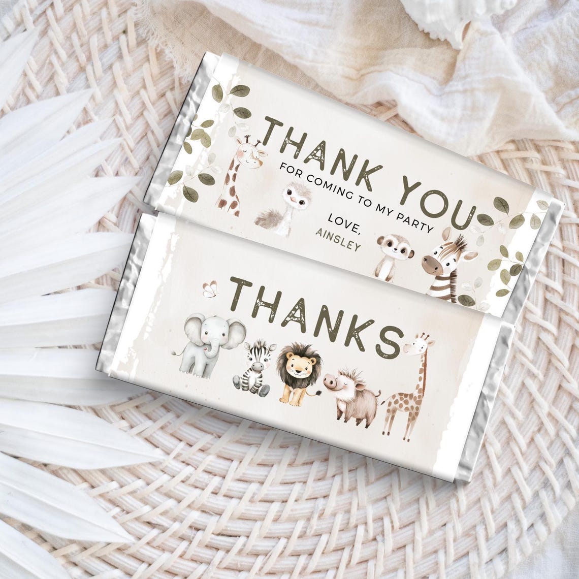 Safari Animal Chocolate Bar Wrapper | Editable Candy Bar Label ...