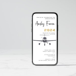 Graduation Invitation Bundle, Aviation Invite Template, Pilot Grad ...