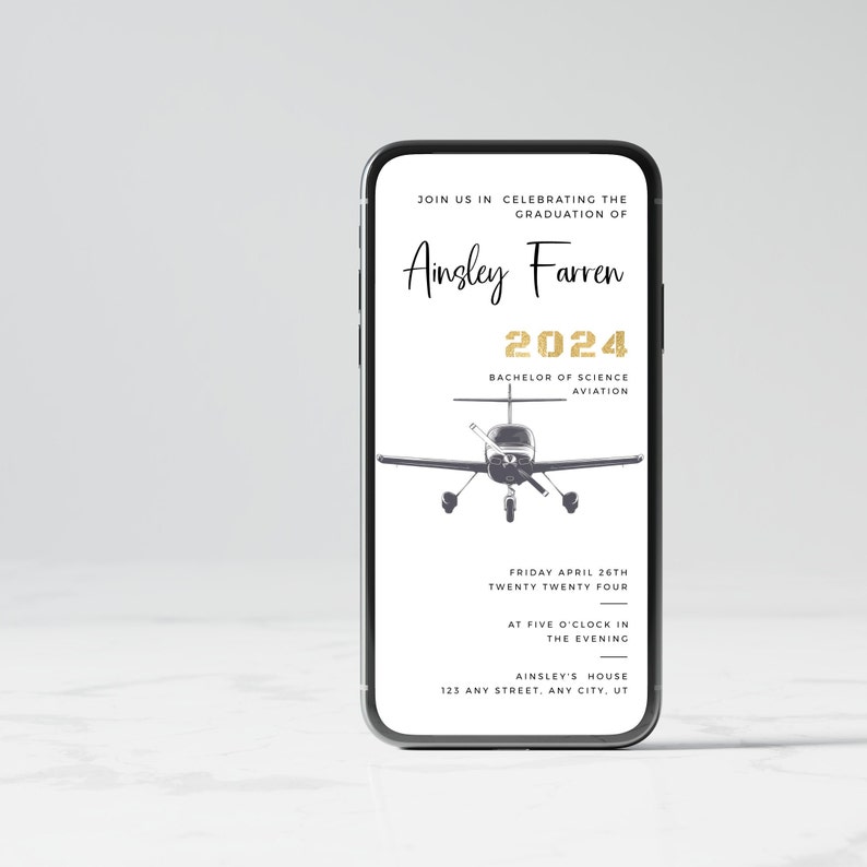 Graduation Invitation Bundle, Aviation Invite Template, Pilot Grad ...