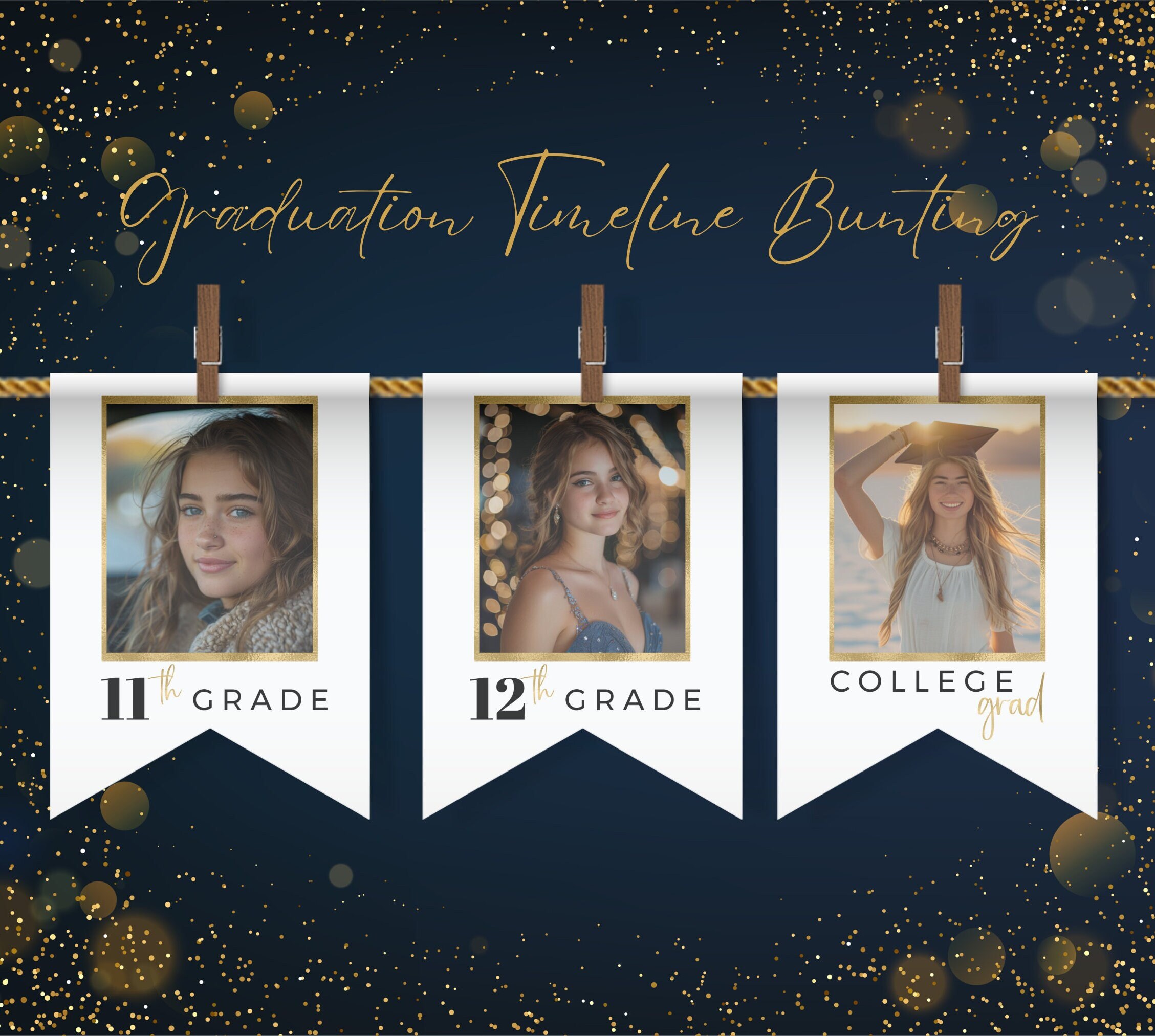 Graduation Photo Timeline Bunting Grad Photo Banner Class of 2024 ...