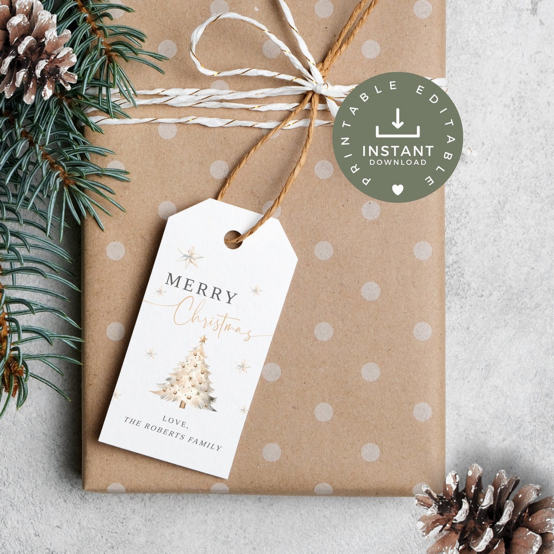 Printable Christmas Tree Gift Tag, Christmas Labels, Holiday Gift Tag ...