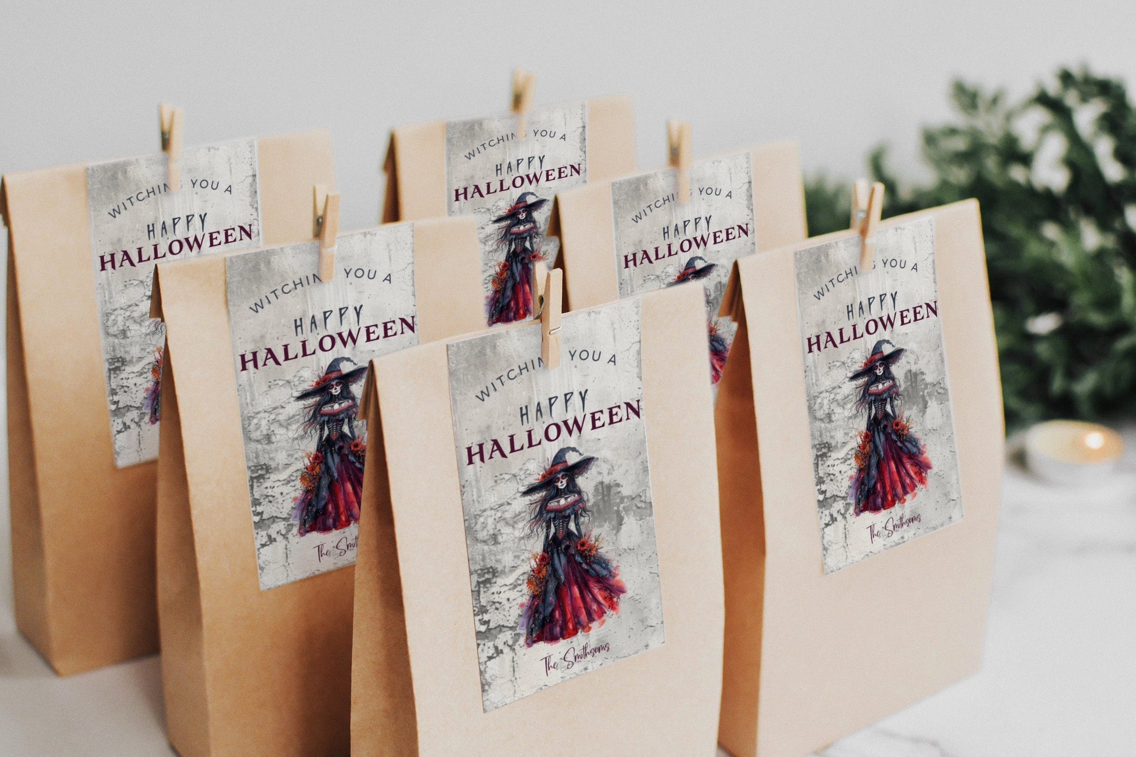 Halloween Gift Tag Template, Witch Halloween Tags, Halloween Party ...