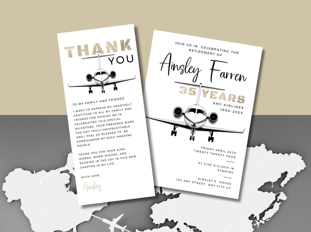 Pilot Retirement Party Bundle, Citation Airplane Invitation Template ...