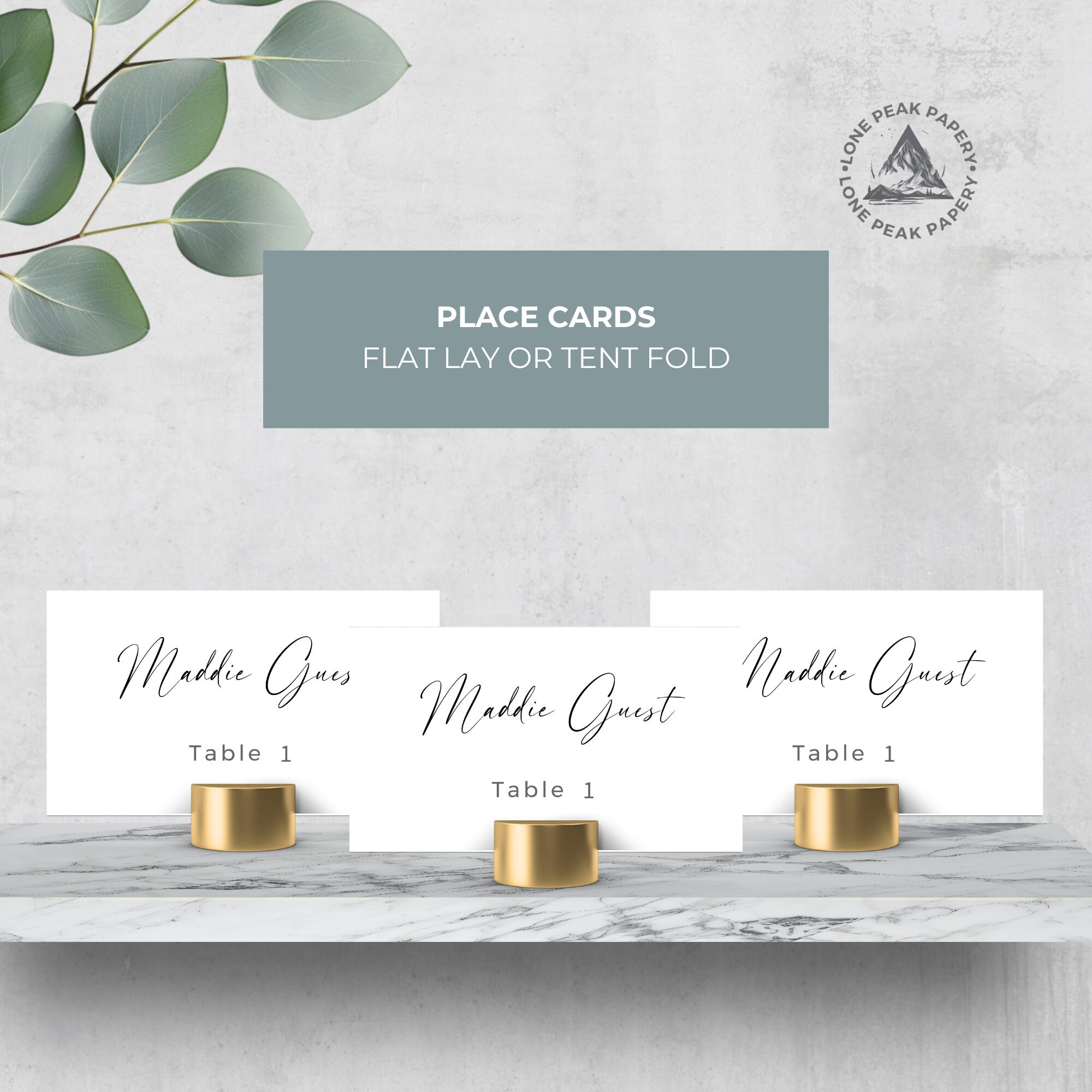 Modern Place Cards Template, INSTANT DOWNLOAD, Name Card Template, Flat ...