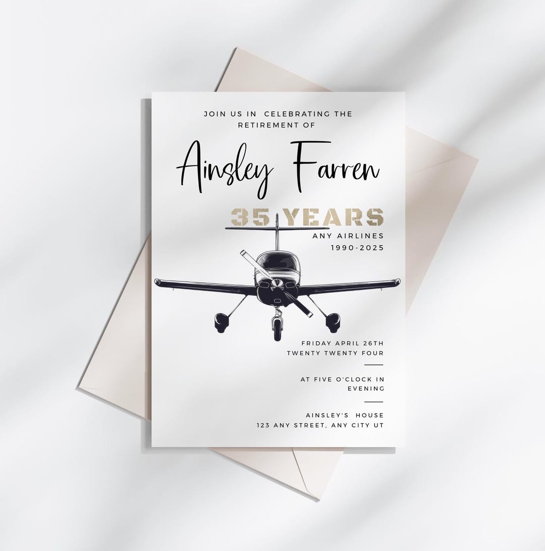 Aviation Retirement Party Invitation, Pilot Retirement Invite, Flight ...