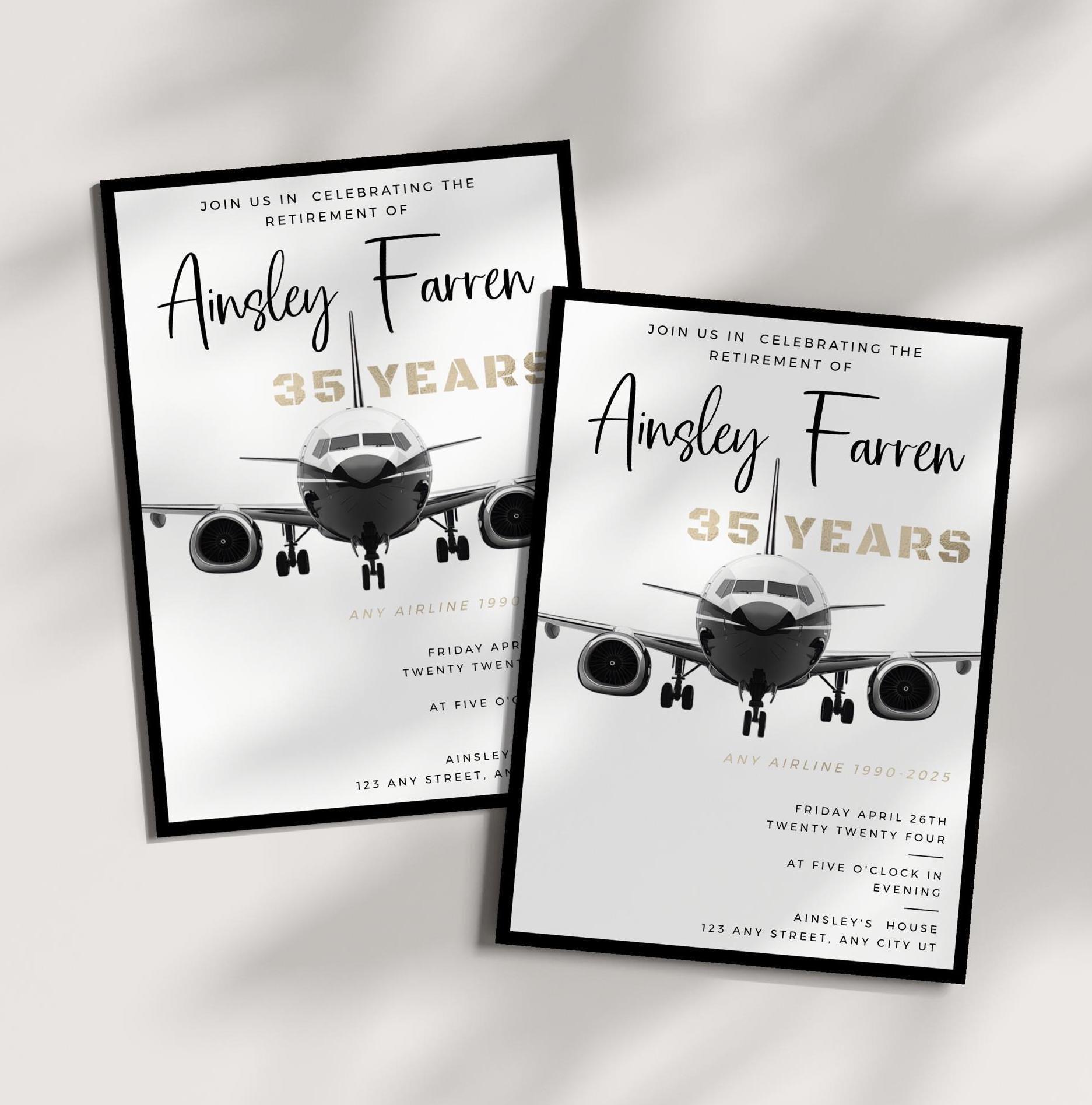 Pilot Retirement Party Invitation Template, Aviation Themed, Jet ...