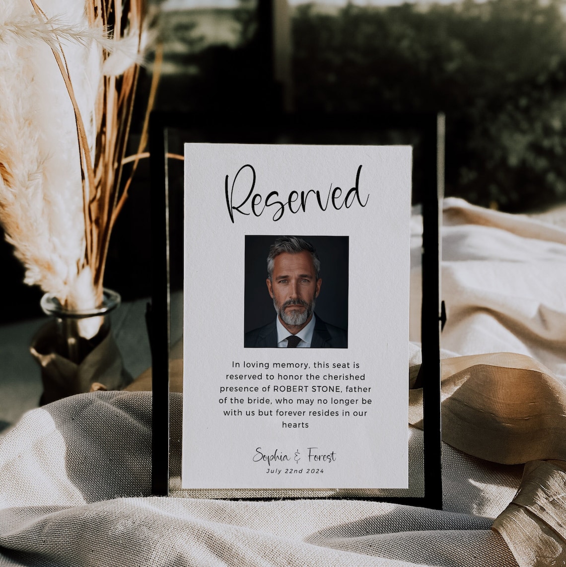 Reserved in Memory of Sign, Photo Memorial Table Sign, in Loving Memory ...