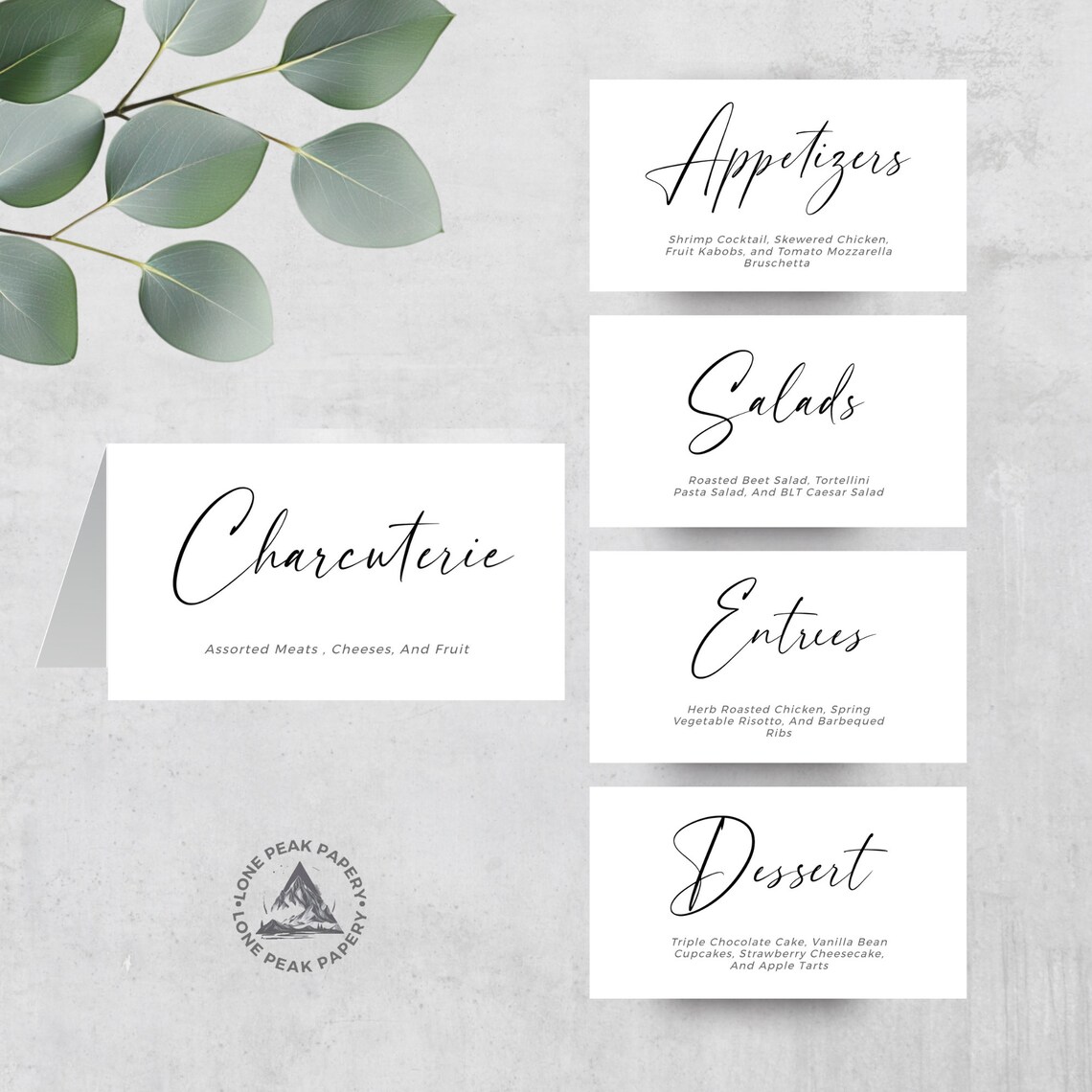 Minimalist Buffet Card Template, Food Labels, Food Tag, Modern Wedding ...