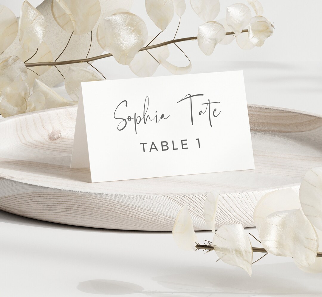 Minimalist Place Card Template | Wedding Place Cards | Modern Seat ...