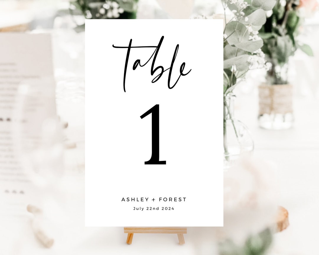 Minimalist Table Number Card Template 2 Sizes 4x6 and 5x7 Wedding Table ...