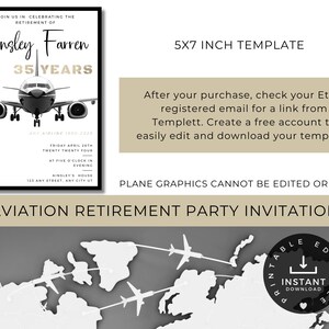 Pilot Retirement Party Invitation Template, Aviation Themed, Jet ...