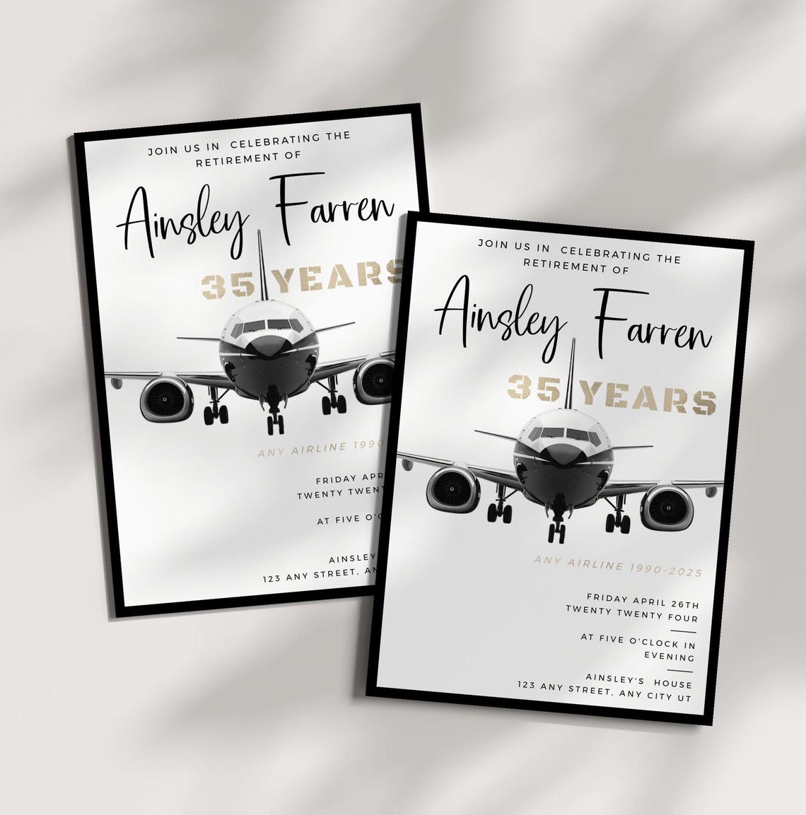 Pilot Retirement Party Invitation Template, Aviation Themed, Jet ...